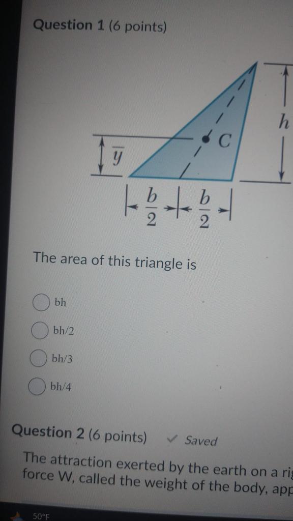 Solved Question 1 (6 points) The area of this triangle is hh | Chegg.com Solved Question 1 (6 points) The area of this triangle is hh | Chegg.com