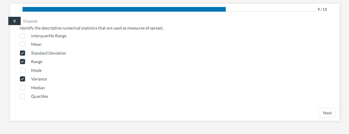 Solved Identify the descriptive numerical statistics that | Chegg.com