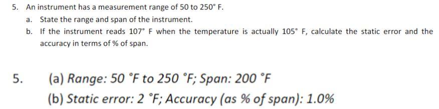 Solved 5. An instrument has a measurement range of 50 to | Chegg.com