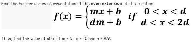 Solved Find the Fourier series representation of the even | Chegg.com