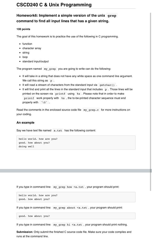 Solved /* find and print all the lines that include the | Chegg.com