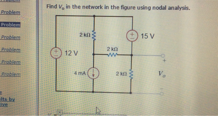 Solved Find V_o in the network in the figure using nodal | Chegg.com