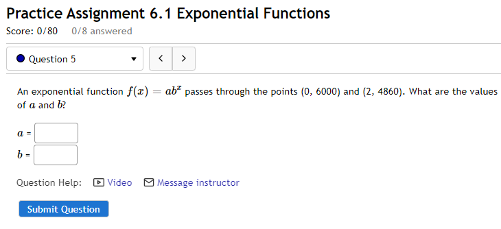 Solved Practice Assignment 6.1 Exponential Functions Score: | Chegg.com