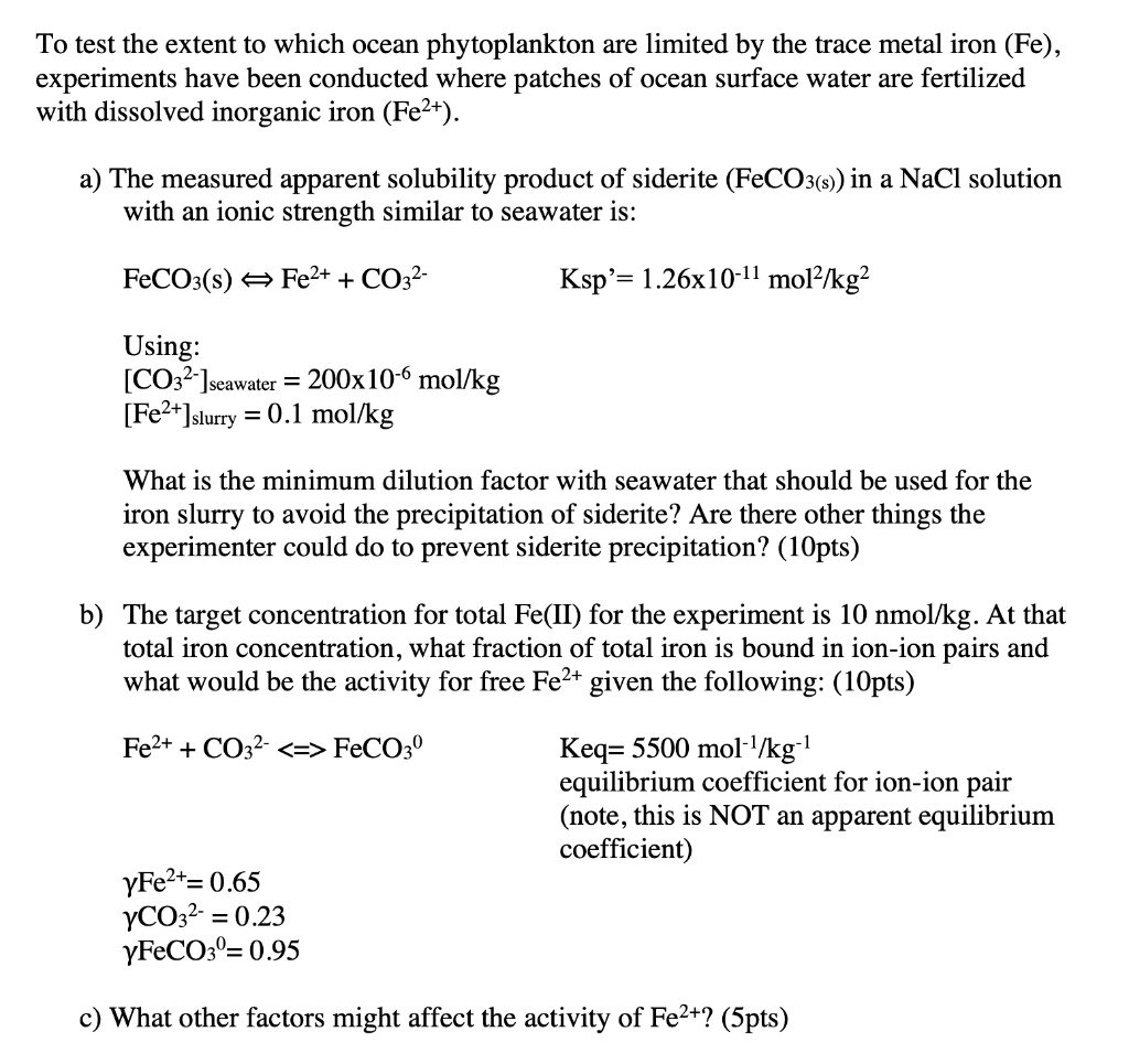 Solved To test the extent to which ocean phytoplankton are | Chegg.com