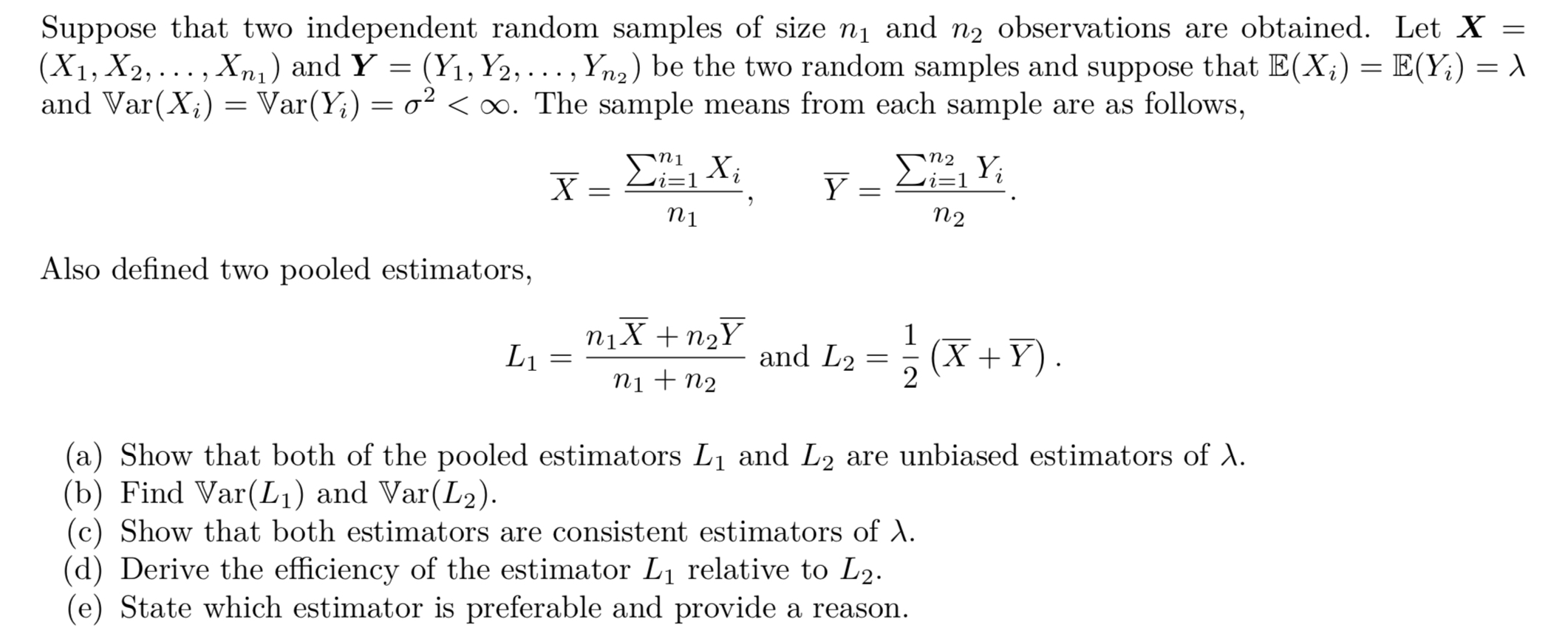 Solved Suppose that two independent random samples of size | Chegg.com