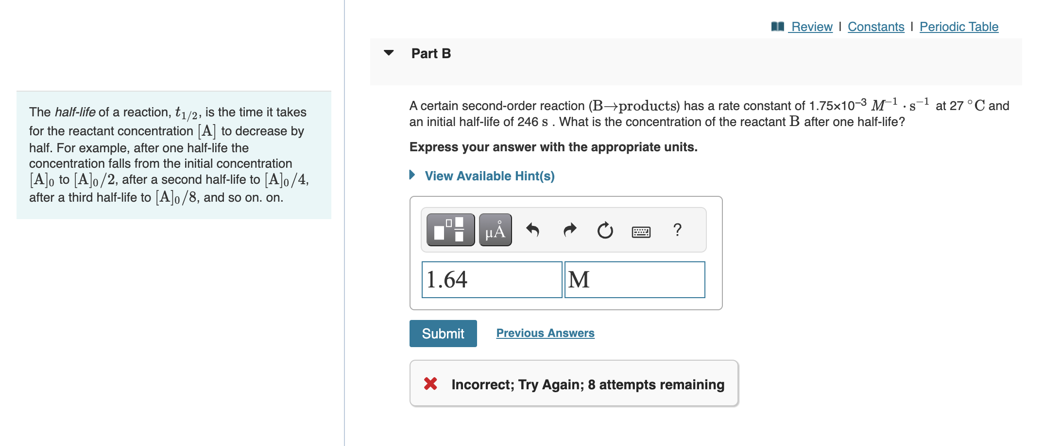 Solved The half-life of a reaction, t1/2, is the time it | Chegg.com
