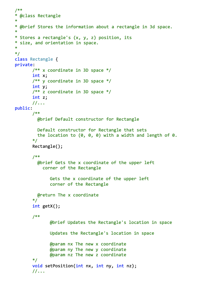 C Classes Requires Doxygen Comments And