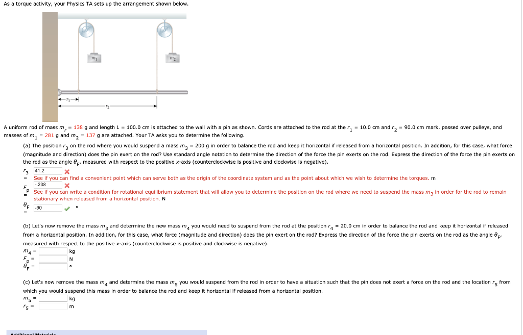 Solved As a torque activity, your Physics TA sets up the | Chegg.com