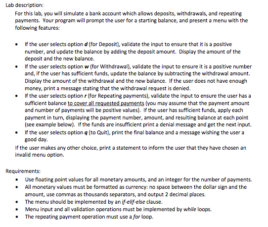 Lab description: For this lab, you will simulate a | Chegg.com