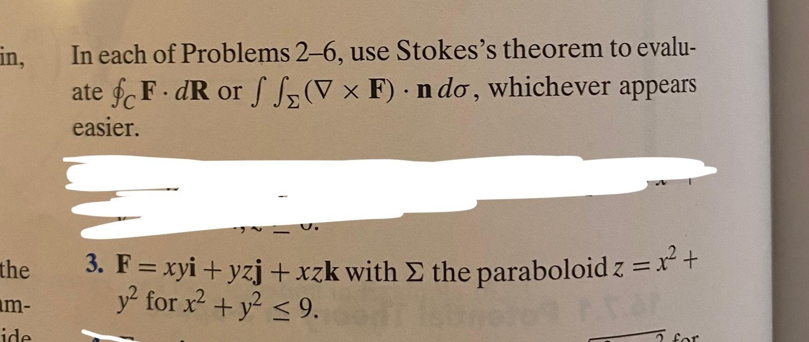 Solved in, In each of Problems 2–6, use Stokes's theorem to | Chegg.com