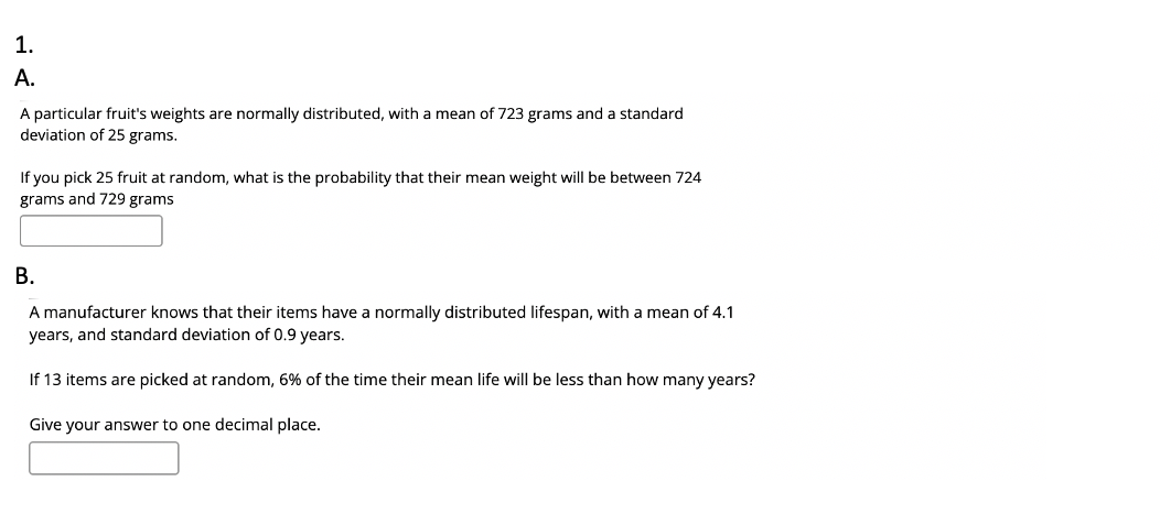 Solved 1. A. A particular fruit's weights are normally | Chegg.com