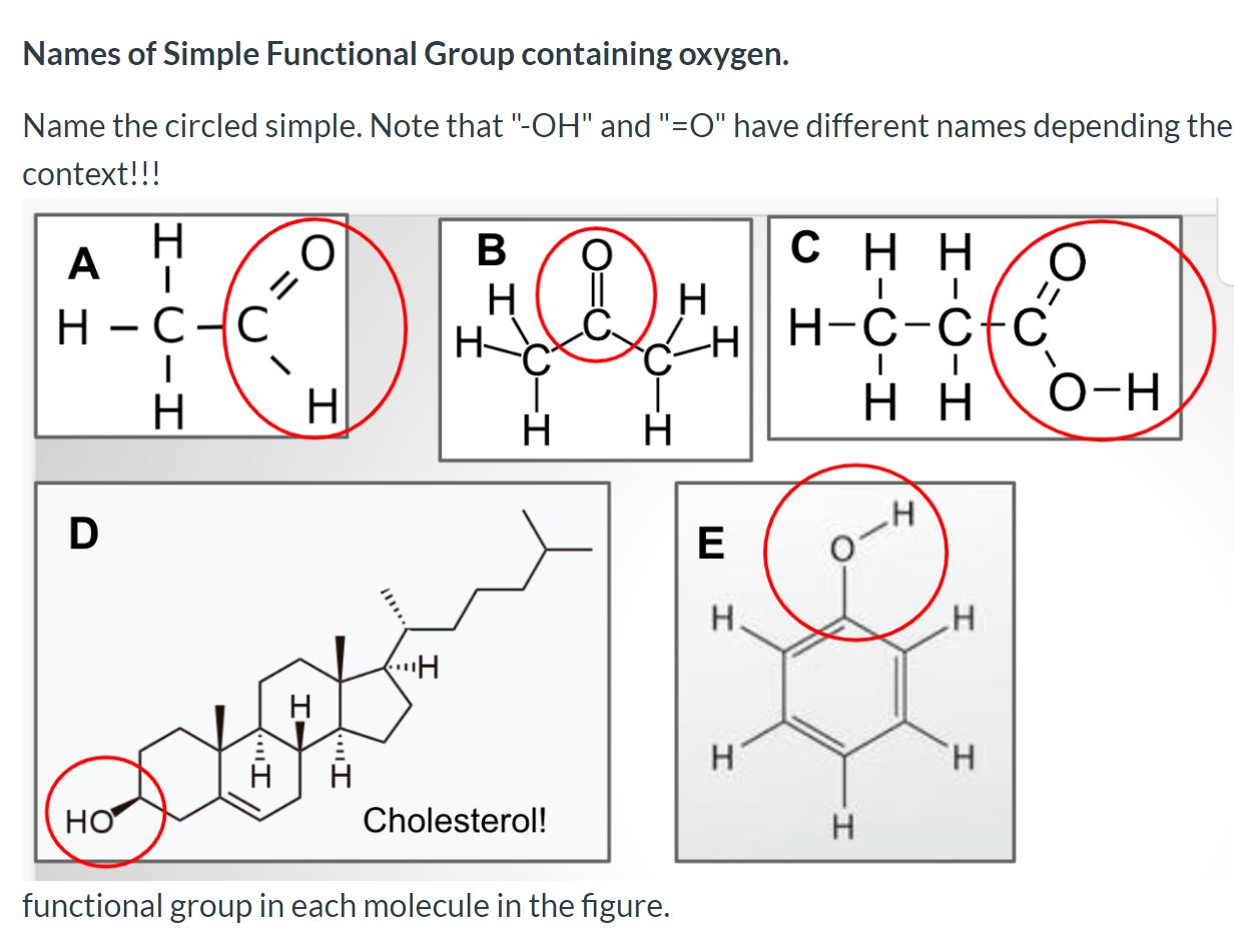 Solved Names of Simple Functional Group containing oxygen. | Chegg.com