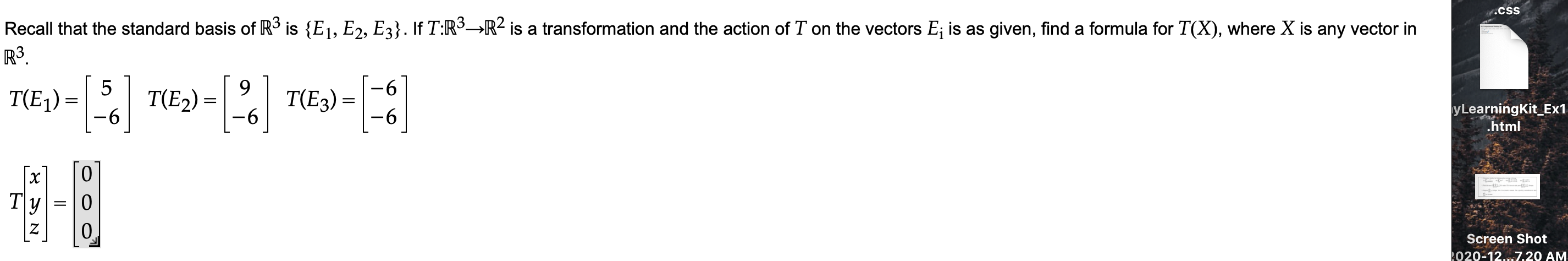 Solved .CSS Recall that the standard basis of R3 is {E1, E2, | Chegg.com
