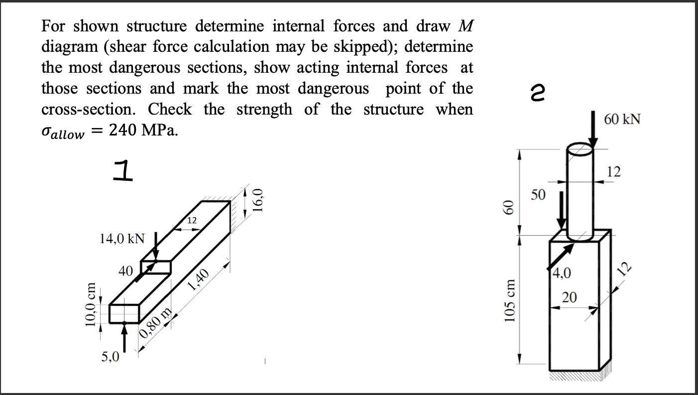 For shown structure determine internal forces and | Chegg.com