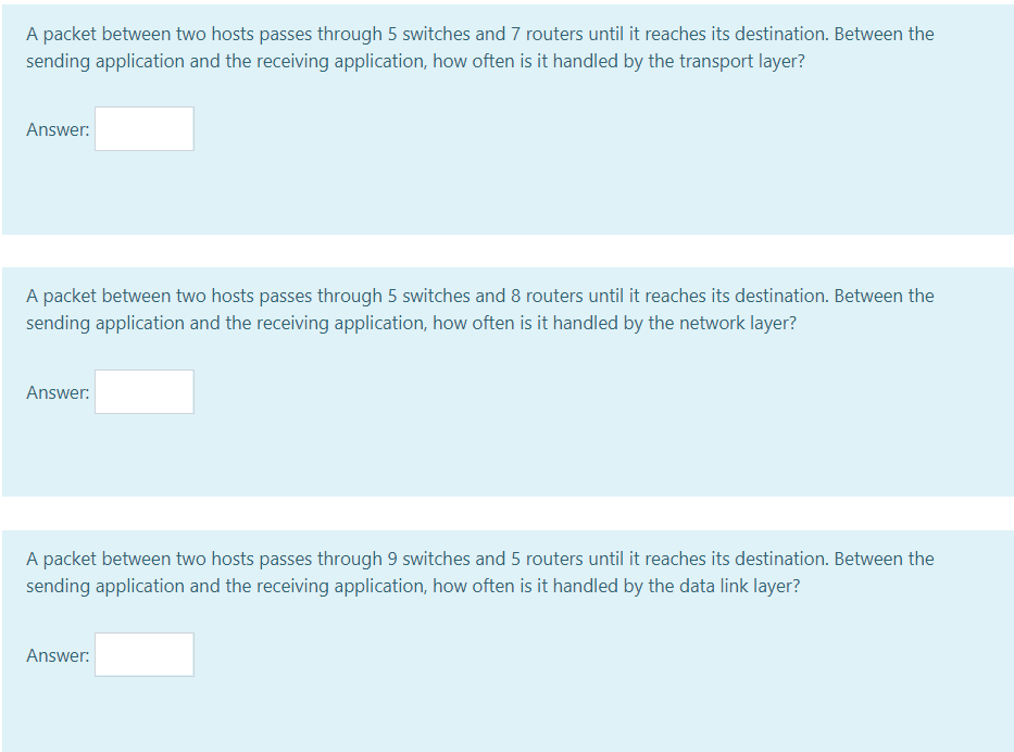 Solved A packet between two hosts passes through 5 switches | Chegg.com