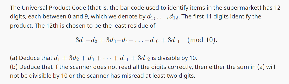 Solved The Universal Product Code (that is, the bar code | Chegg.com