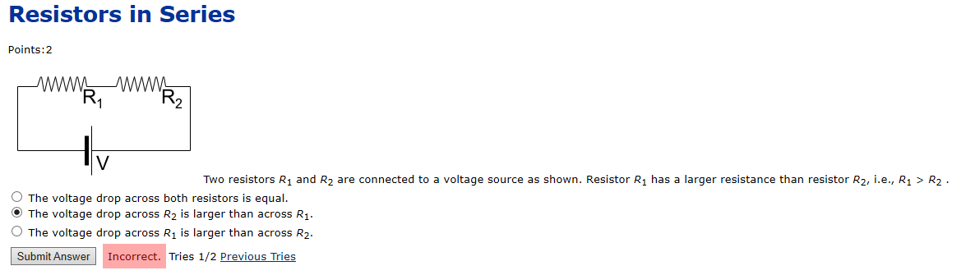 Solved Resistors in Series Points:2 wwwa, wma, Two resistors | Chegg.com