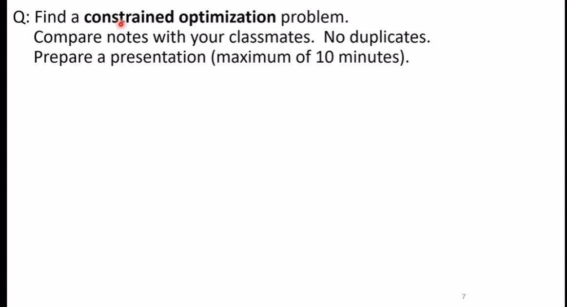 Solved Q: Find a constrained optimization problem. Compare | Chegg.com