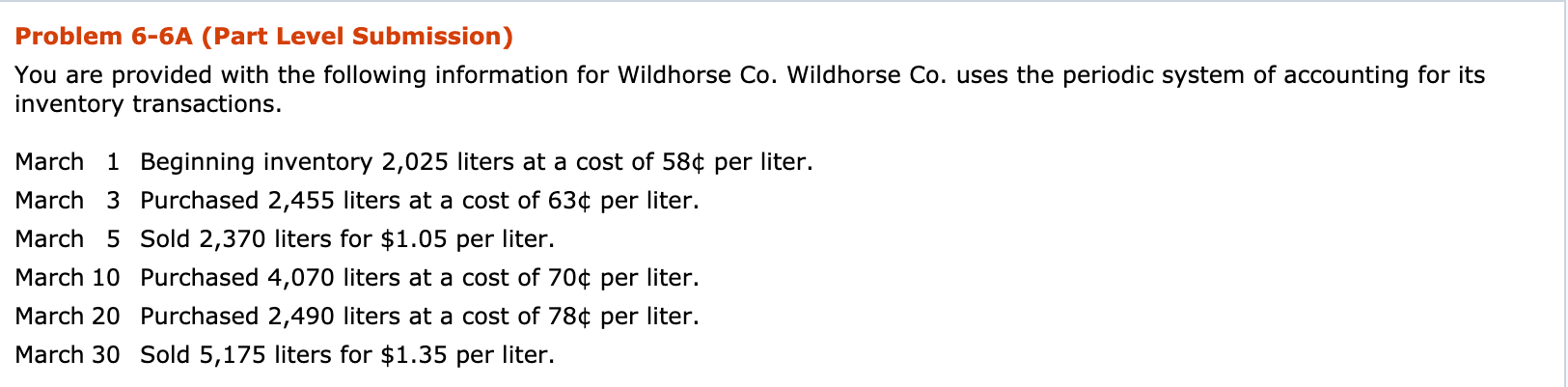 Solved Problem 6-6A (Part Level Submission) You are provided | Chegg.com