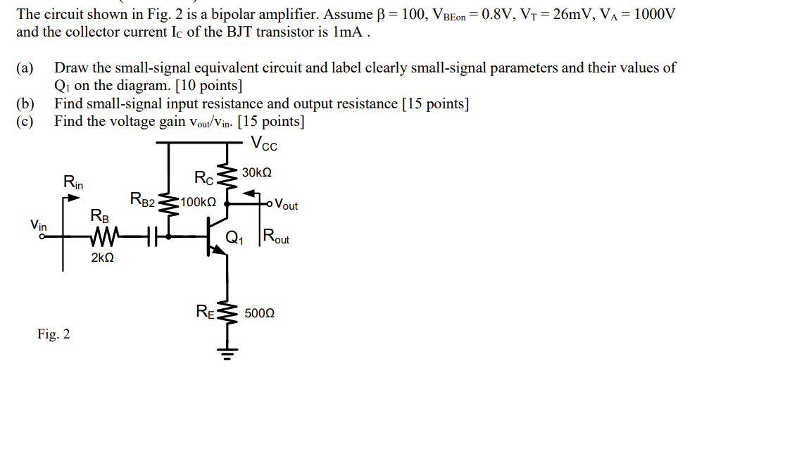 Solved The circuit shown in Fig. 2 is a bipolar amplifier. | Chegg.com
