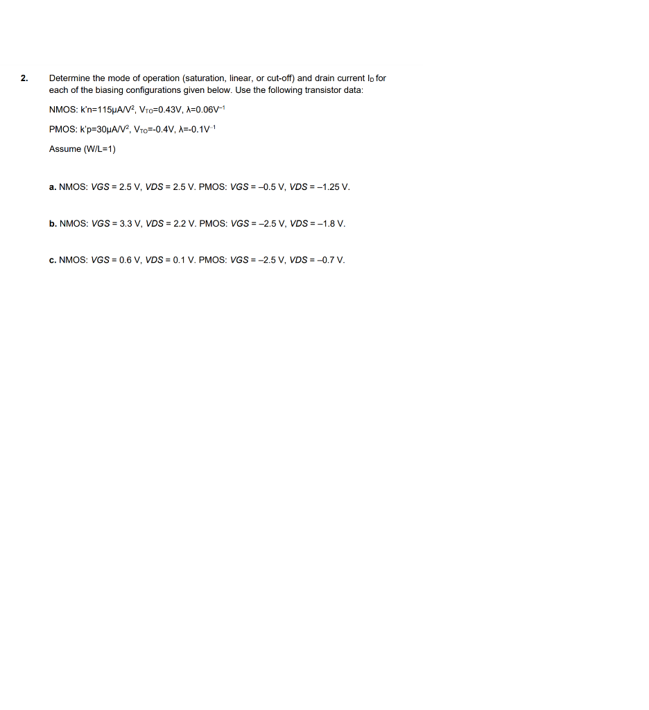 Solved 2 Determine The Mode Of Operation Saturation