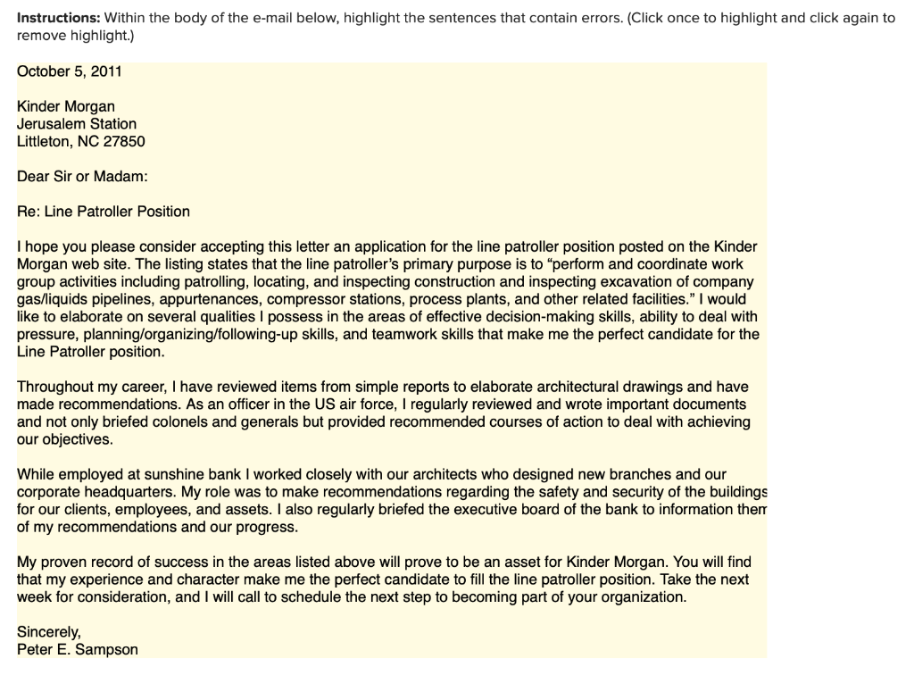 Instructions: Within the body of the e-mail below, | Chegg.com