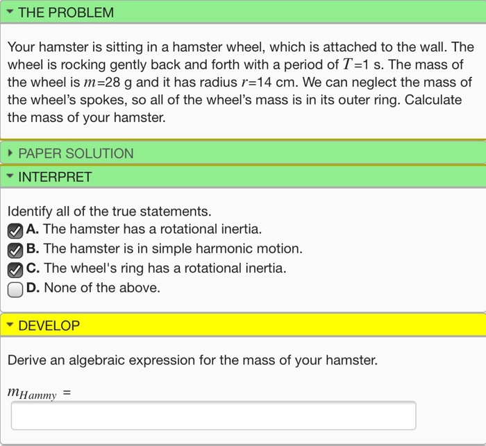 Solved THE PROBLEM Your hamster is sitting in a hamster | Chegg.com