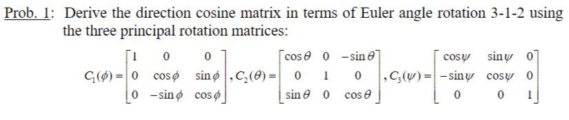 Solved Prob. 1: Derive the direction cosine matrix in terms | Chegg.com