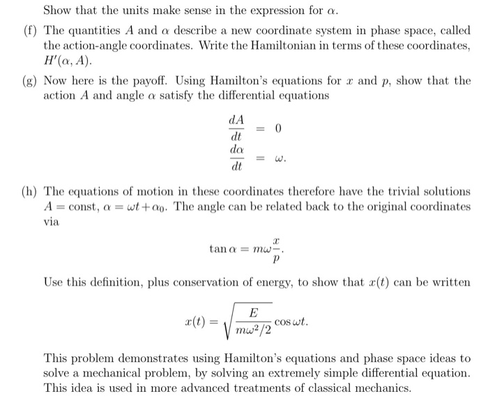 1. Hamilton's equations are a complete and reasonable | Chegg.com