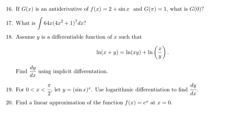Solved If G(x) is an ﻿antiderivative of f(x)=2+sinx ﻿and | Chegg.com