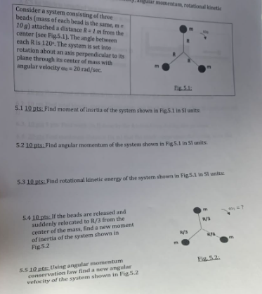 Solved Consider a system consisting of three beads (mass of | Chegg.com