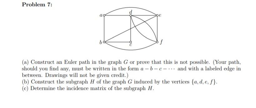Solved Problem 7: a pe bo (a) Construct an Euler path in the | Chegg.com