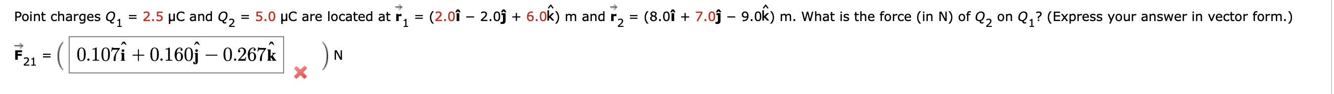 Solved Point charges Q1=2.5μC ﻿and Q2=5.0μC ﻿are located at | Chegg.com