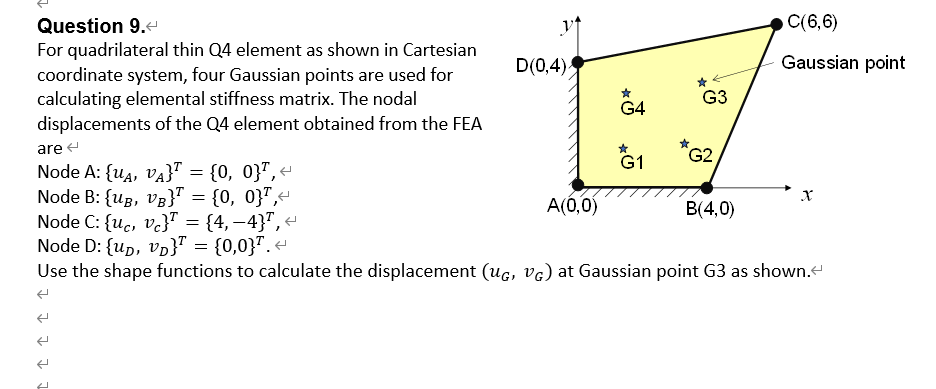 Question 9. For quadrilateral thin Q4 element as | Chegg.com