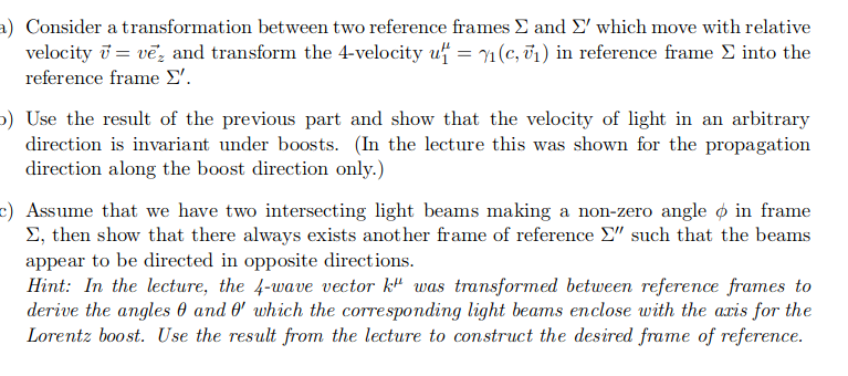 a) Consider a transformation between two reference | Chegg.com