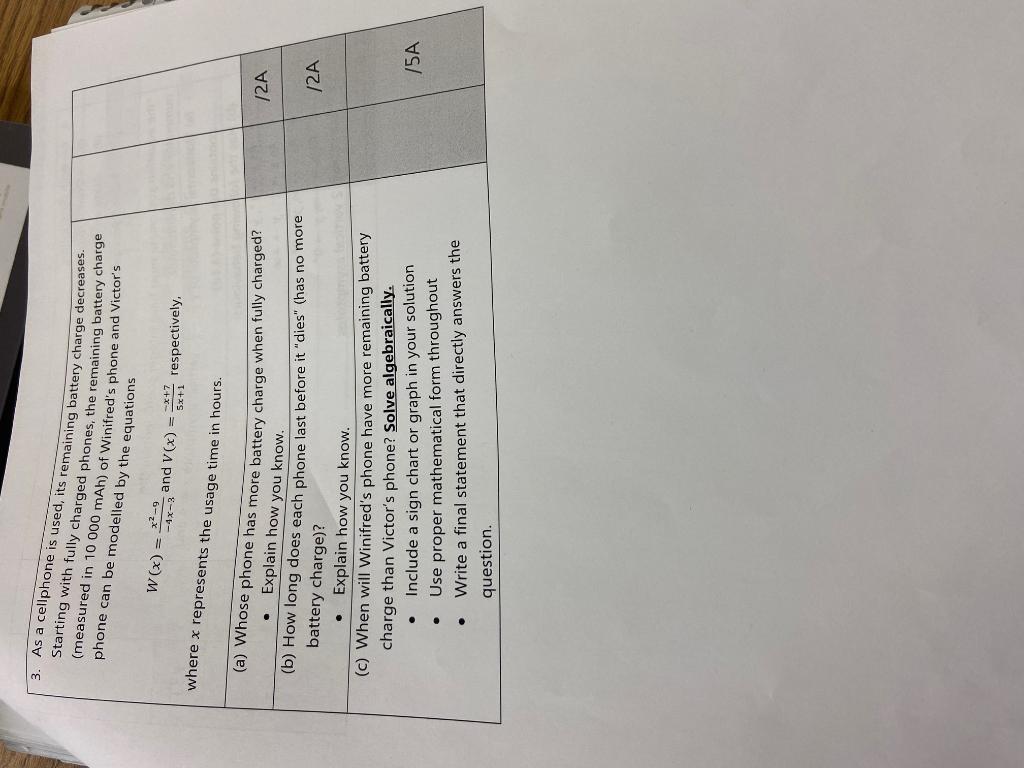 Solved 3. As a cellphone is used, its remaining battery | Chegg.com