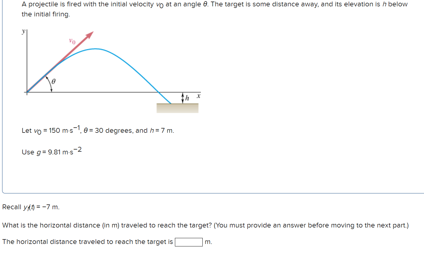 Solved A projectile is fired with the initial velocity v0 at | Chegg.com