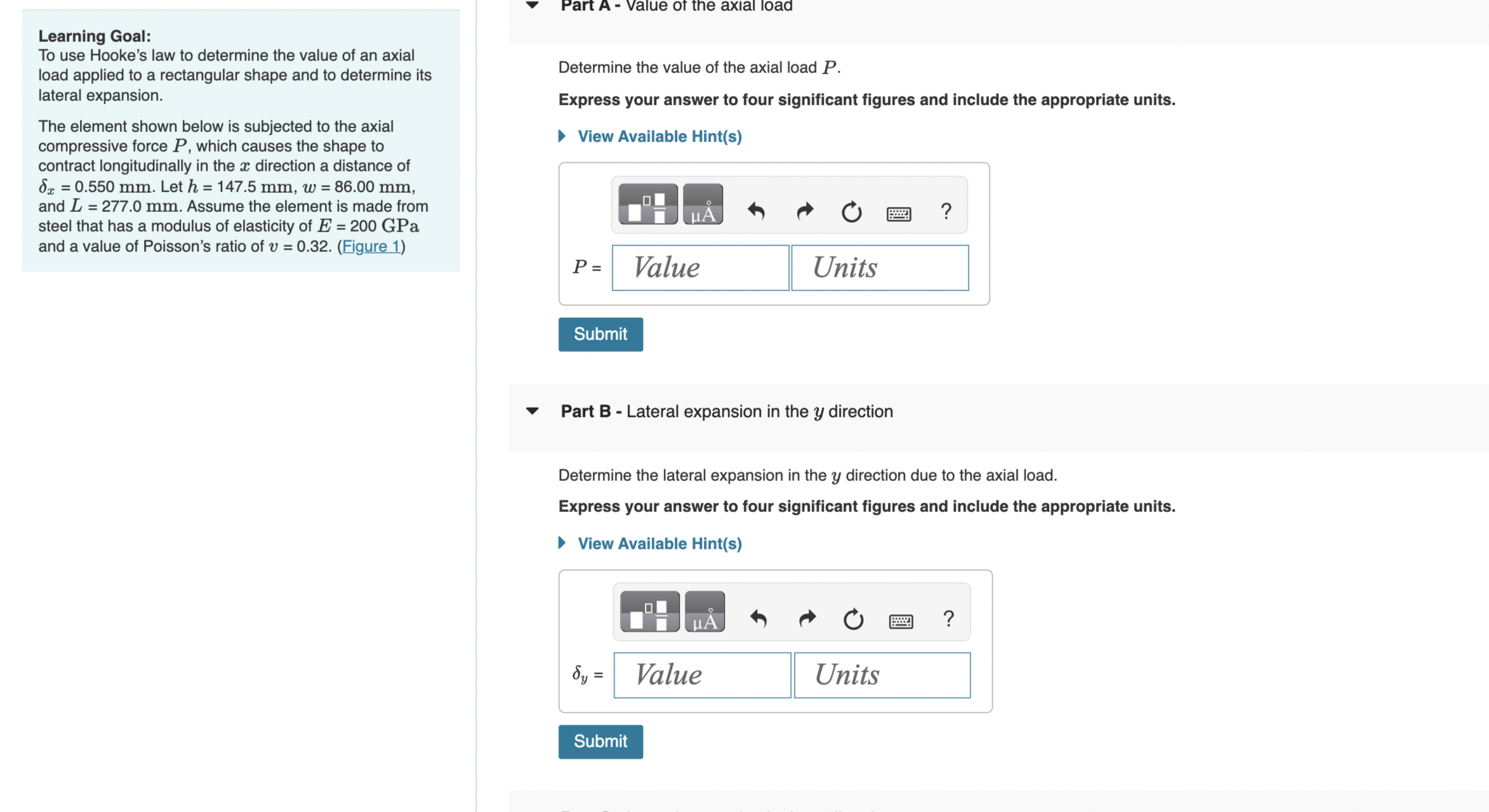 Part C - ﻿Lateral expansion in the z | Chegg.com