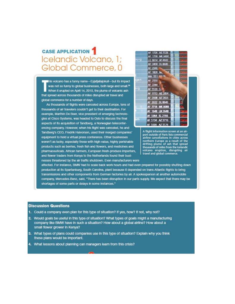 Solved CASE APPLICATION 1 Icelandic Volcano, l; Global | Chegg.com