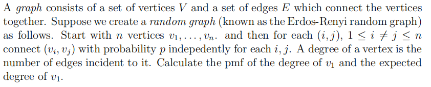 Solved A graph consists of a set of vertices V and a set of | Chegg.com