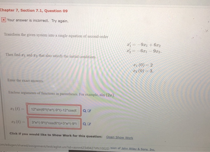 Solved Chapter 7, Section 7.1, Question 09 Your answer is | Chegg.com