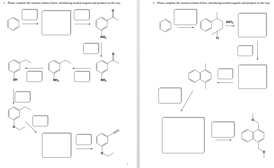Solved 1. Please complete the reaction scheme below, | Chegg.com