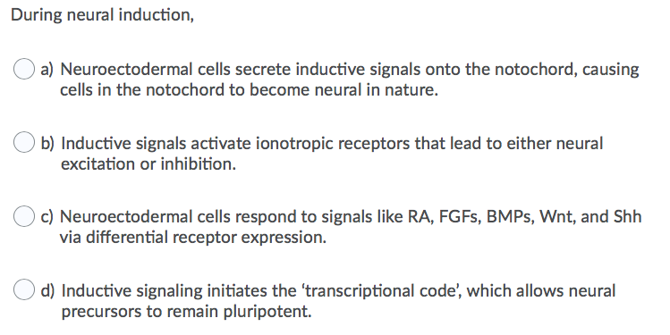 Solved During neural induction, a) Neuroectodermal cells | Chegg.com
