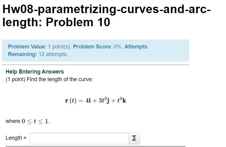 Solved Hw08-parametrizing-curves-and-arc- length: Problem 10 | Chegg.com