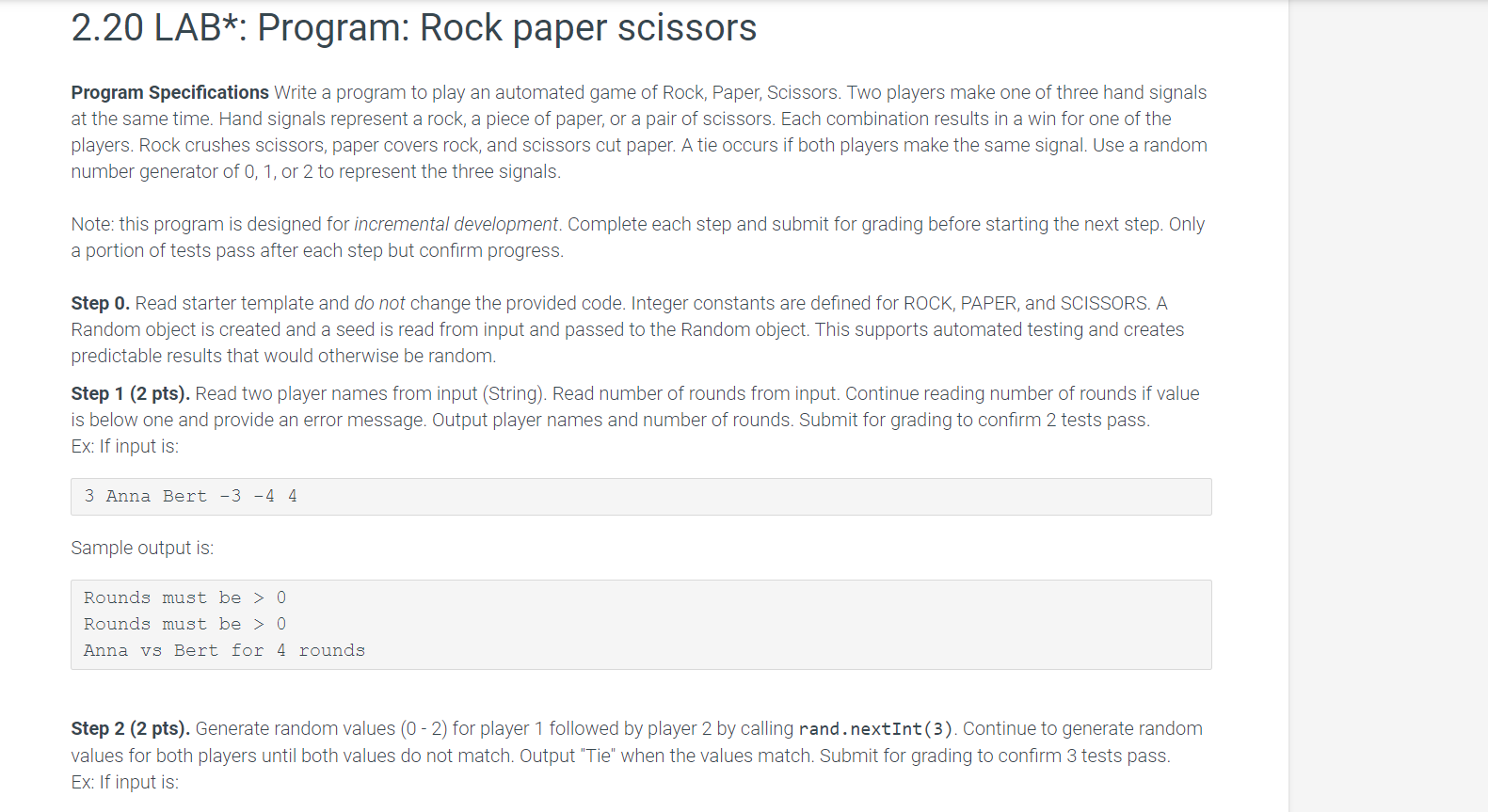 Solved 2.20 LAB*: Program: Rock paper scissors Program | Chegg.com