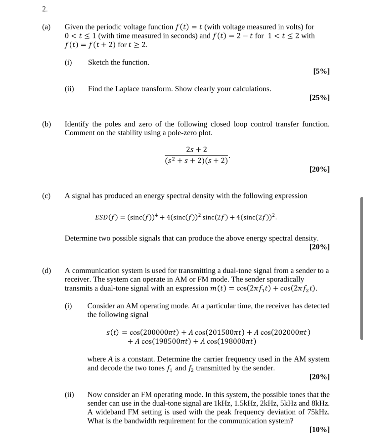Solved (a) Given the periodic voltage function \\( f(t)=t | Chegg.com