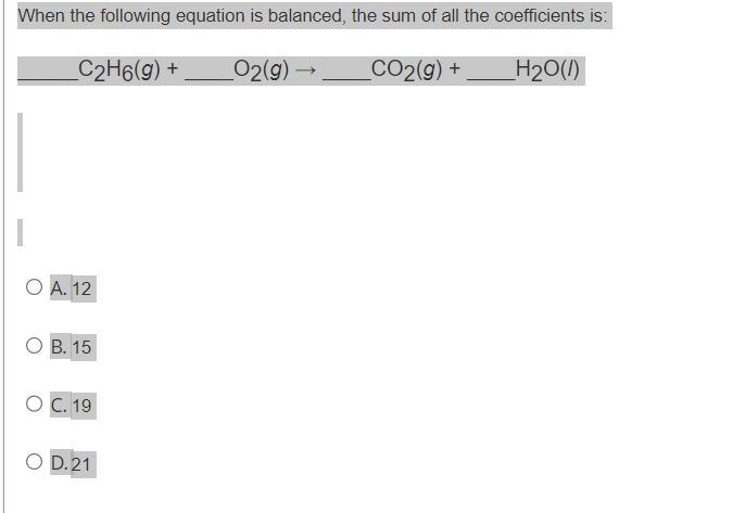 Solved When the following equation is balanced, the sum of | Chegg.com
