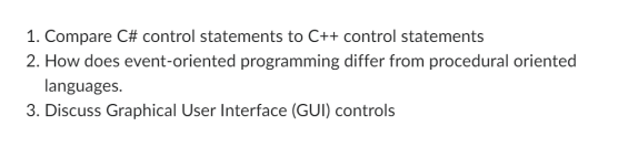 Solved 1. Compare C# control statements to C++ control | Chegg.com
