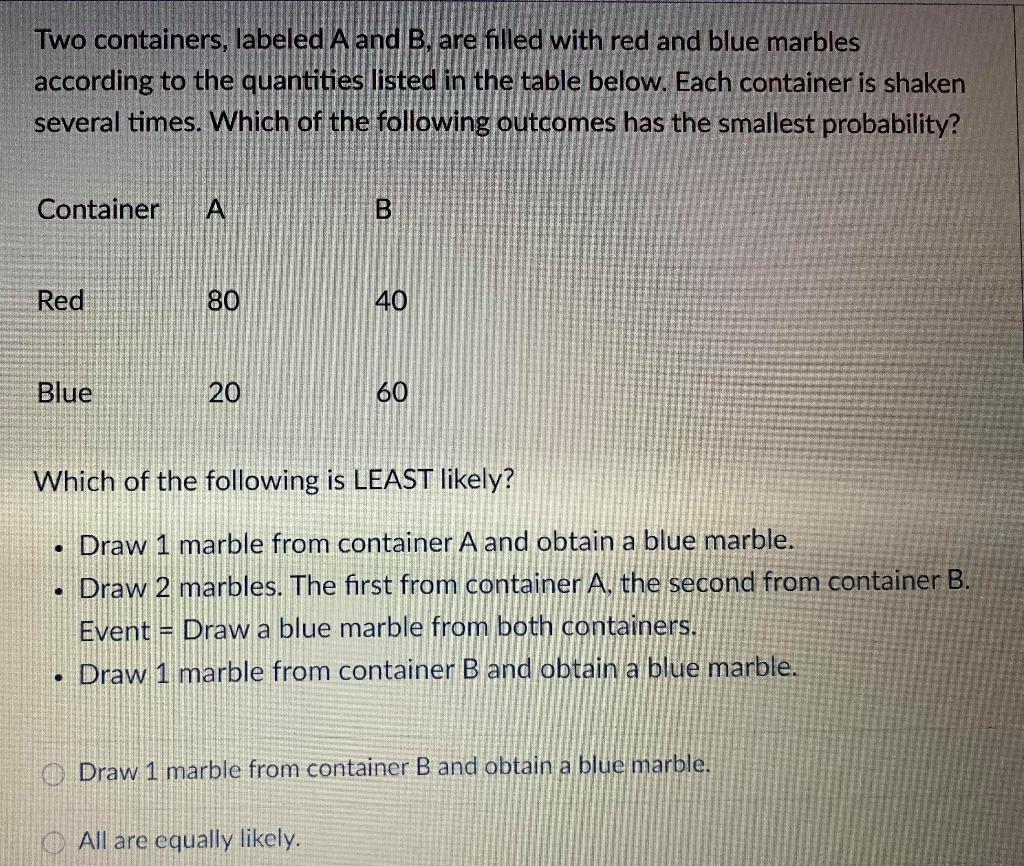 Solved Two containers, labeled A and B, are filled with red | Chegg.com