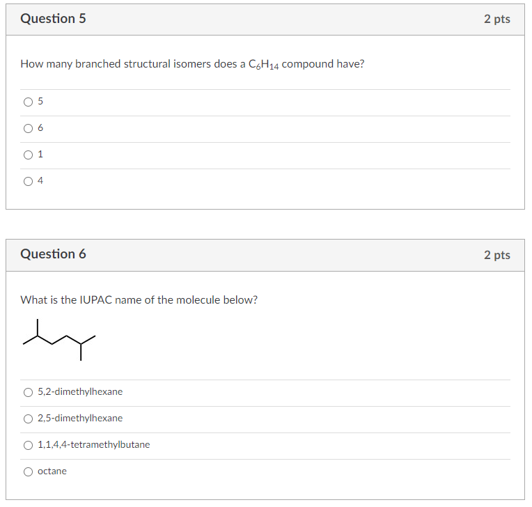 Solved How many branched structural isomers does a C6H14 | Chegg.com